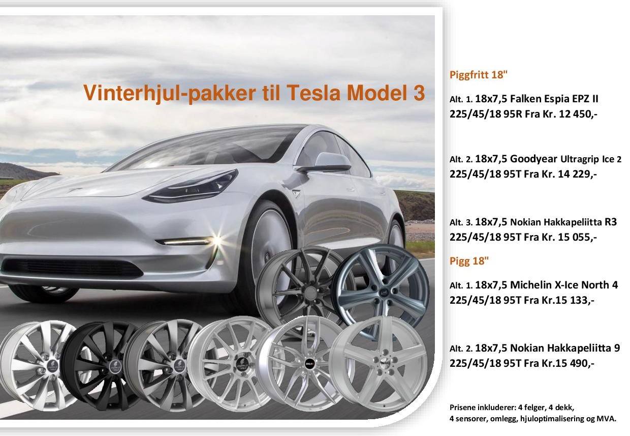 tesla model 3 piggfritt 18 hjul – Lagerboden